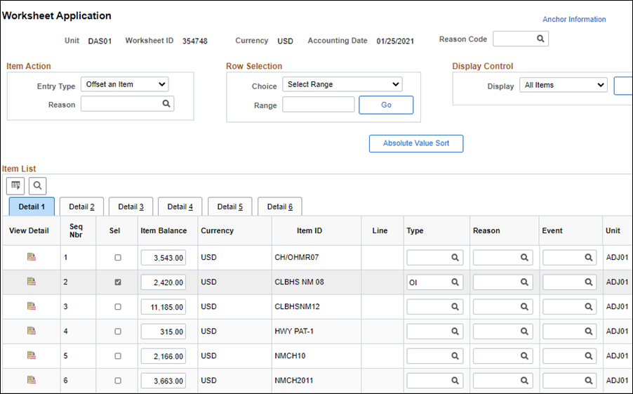 Creating Maintenance Worksheets