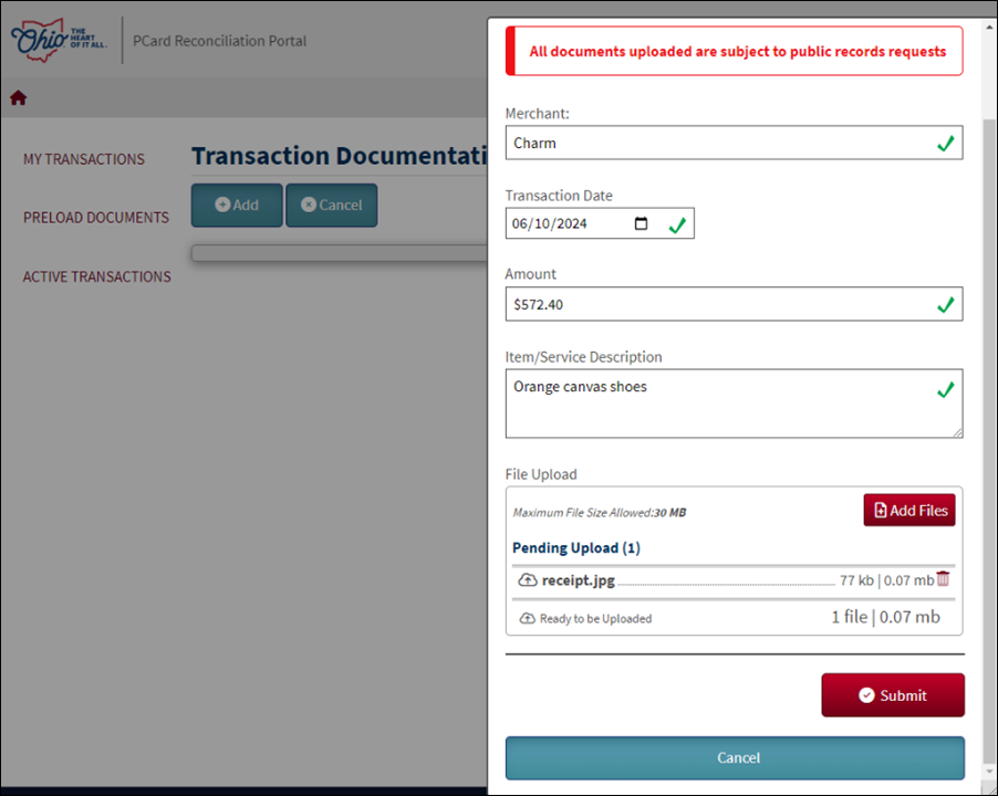 Create a Preload Document Entry